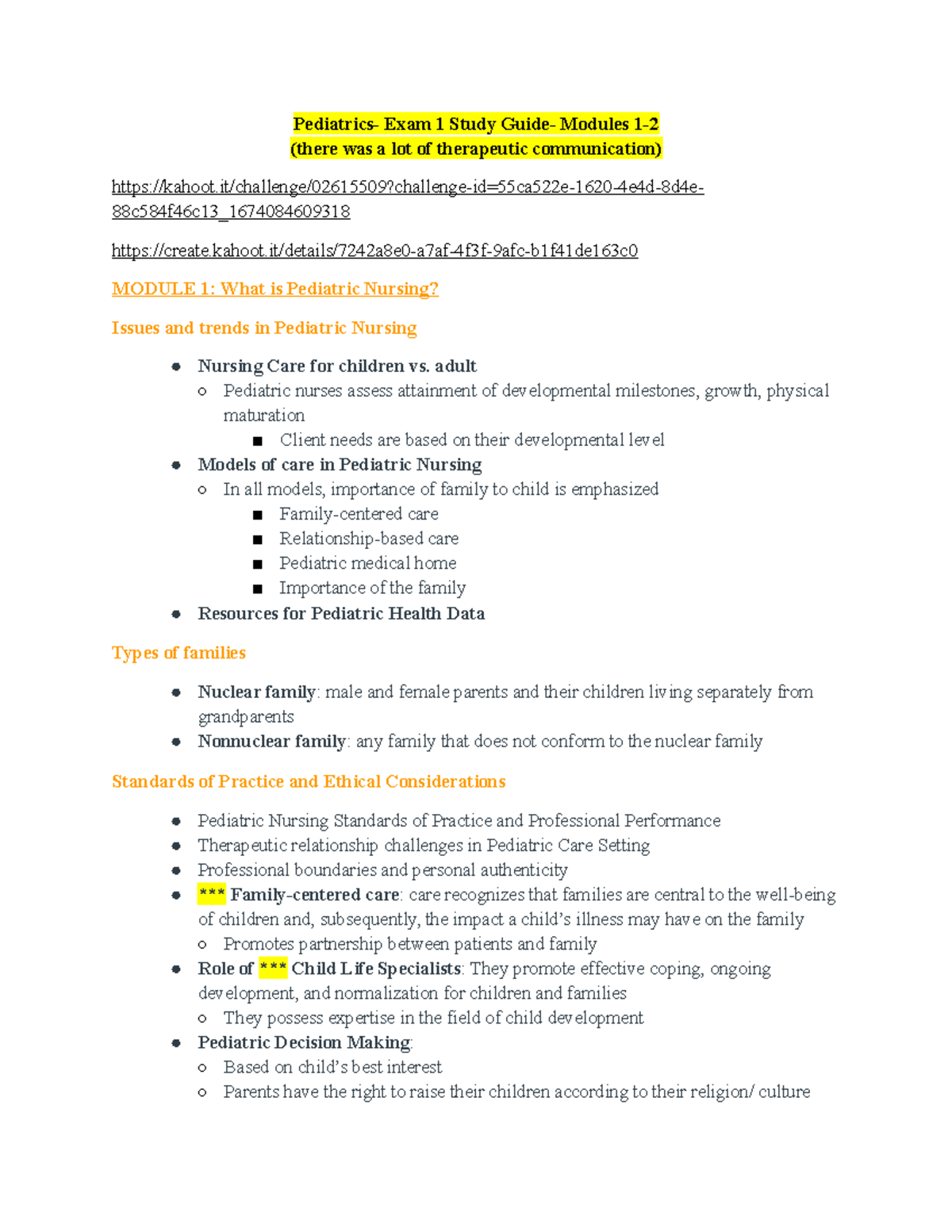 Pediatrics - Exam 1 Study Guide- Modules 1-2 - kahoot/details/7242a8e0-a7af-4f3f-9afc ...