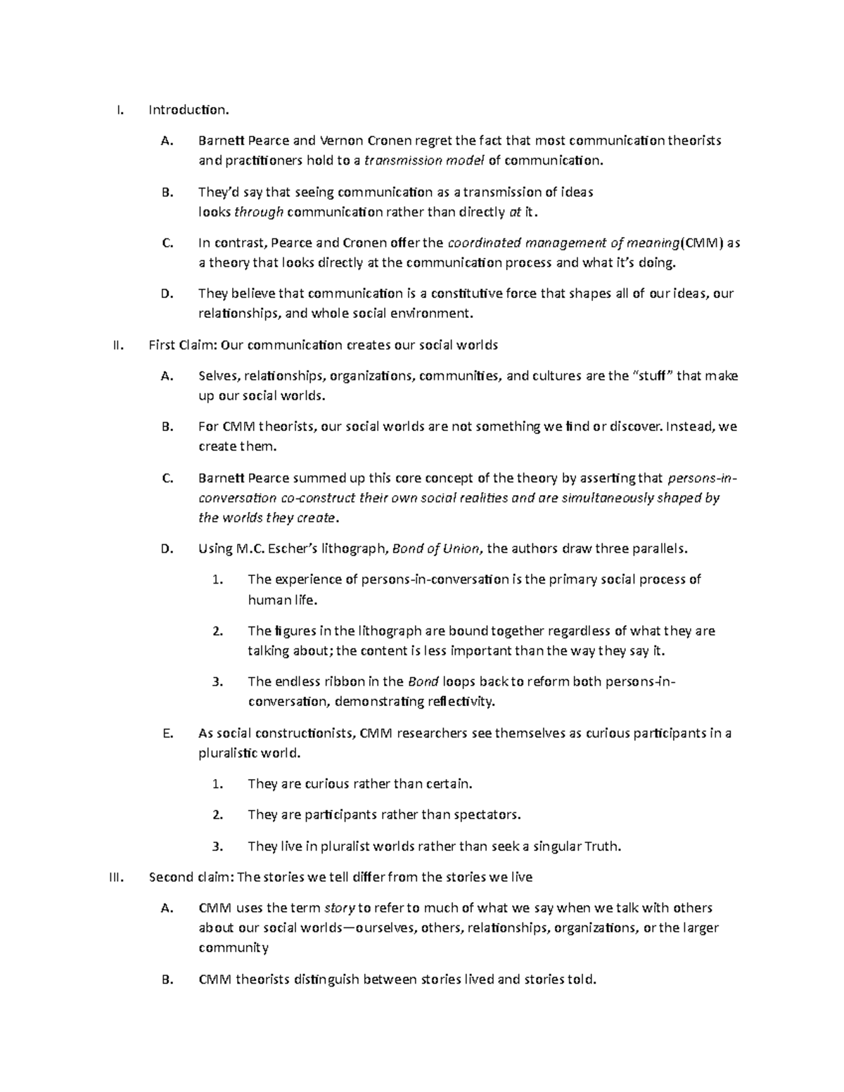 Coordinated Management of Meaning - I. II. Introduction. A. Barnett ...