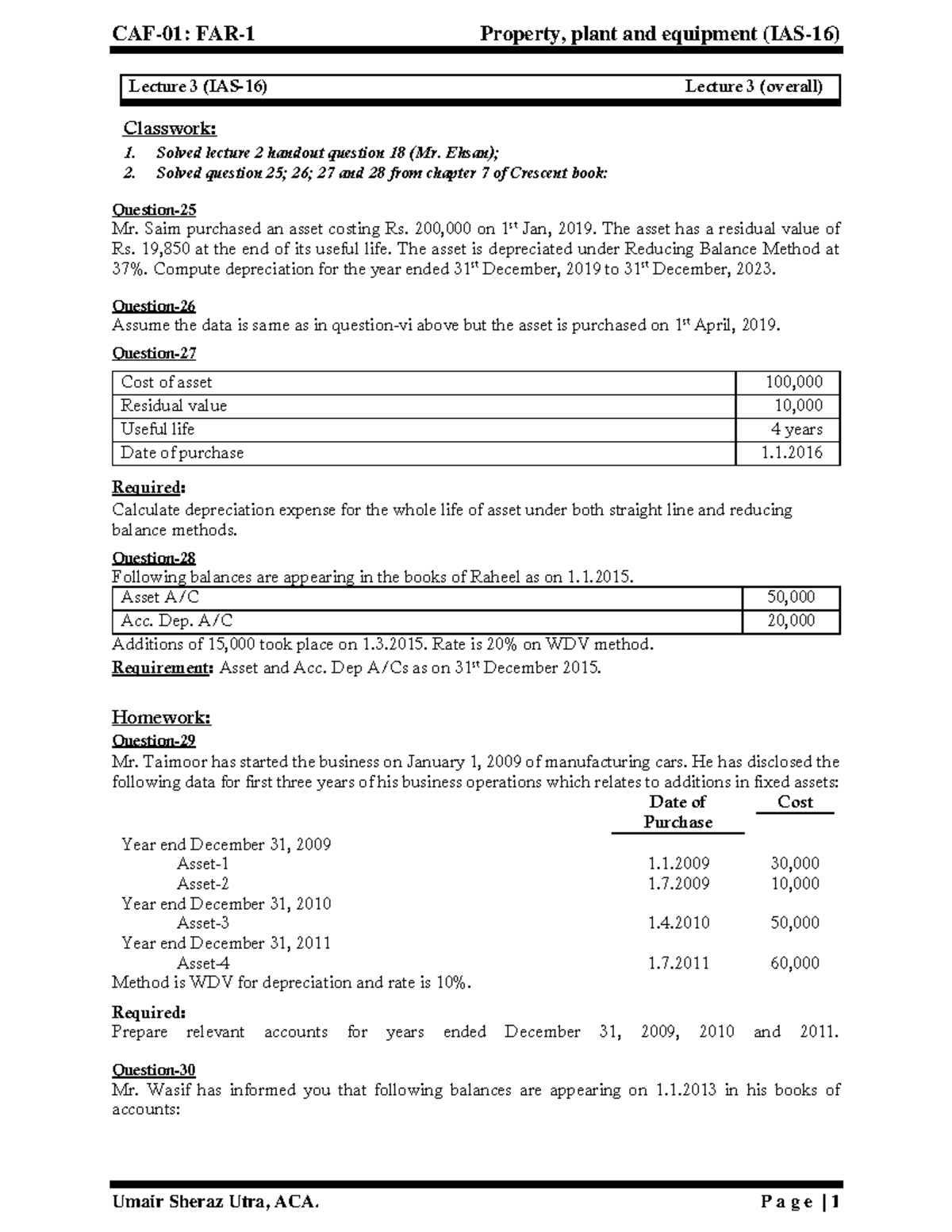 Lecture 3-3 - These are basic practice material for PROPERTY PLANT AND ...