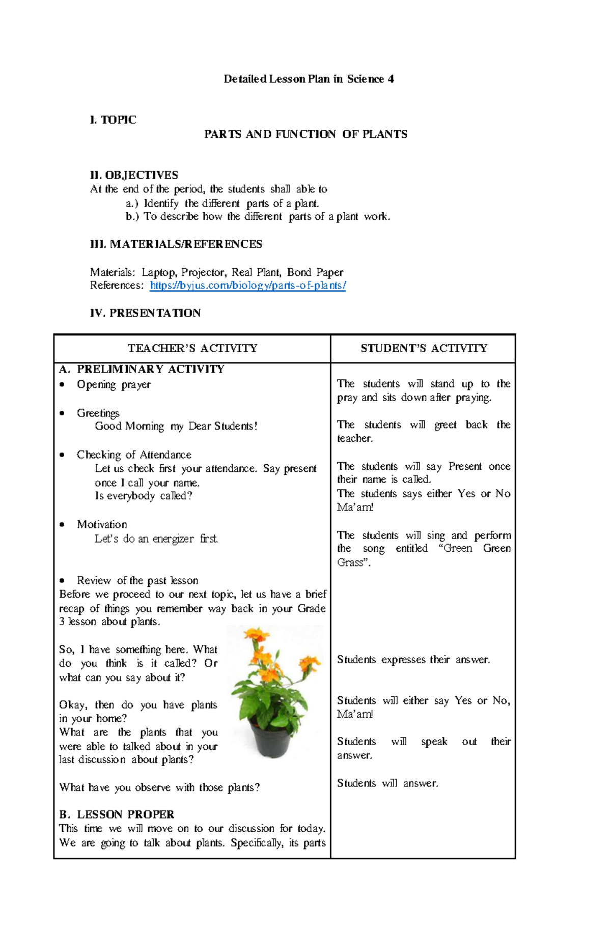 Shirlylessonplanscience-2003 09025543 - Detailed Lesson Plan in Science ...