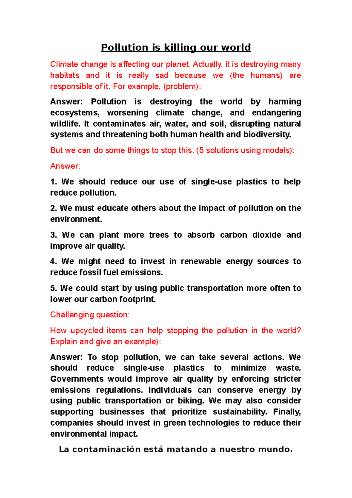 Pollution is killing our world - Pollution is killing our world Climate ...