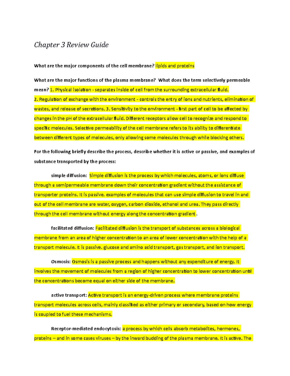 chapter 3 review - Chapter 3 Review Guide What are the major components ...
