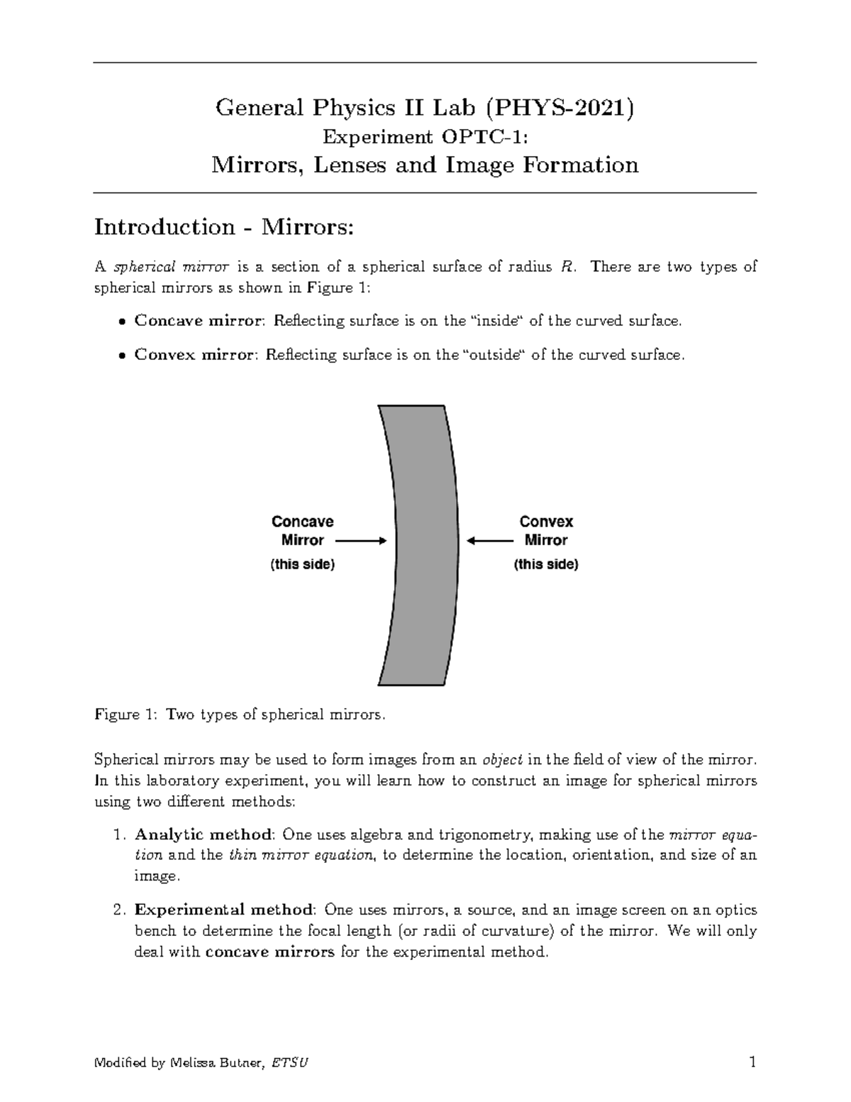Mirrors Lenses Image Formation v2 - General Physics II Lab (PHYS-2021 ...