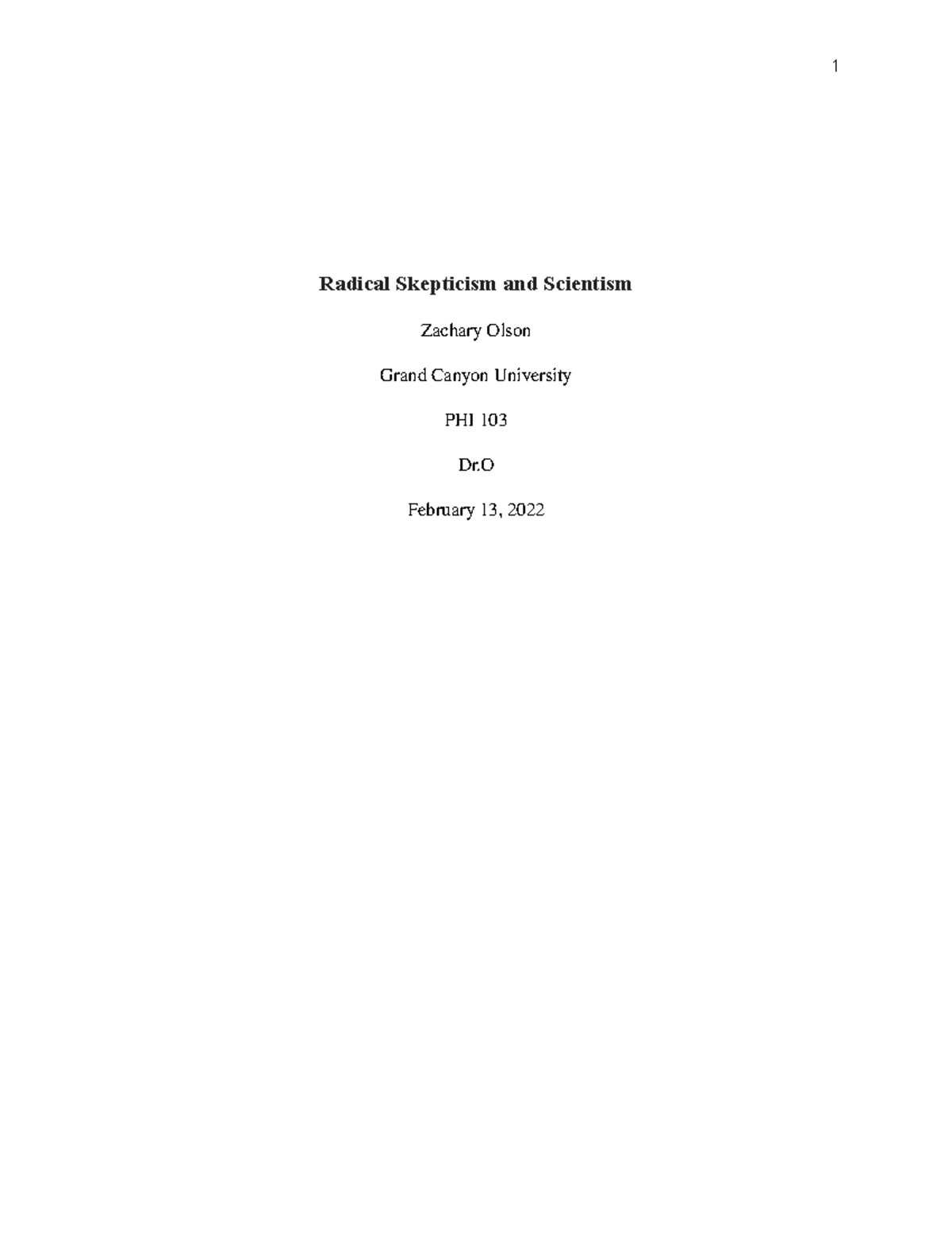 Radical Skepticism and Scientism - Radical Skepticism and Scientism ...