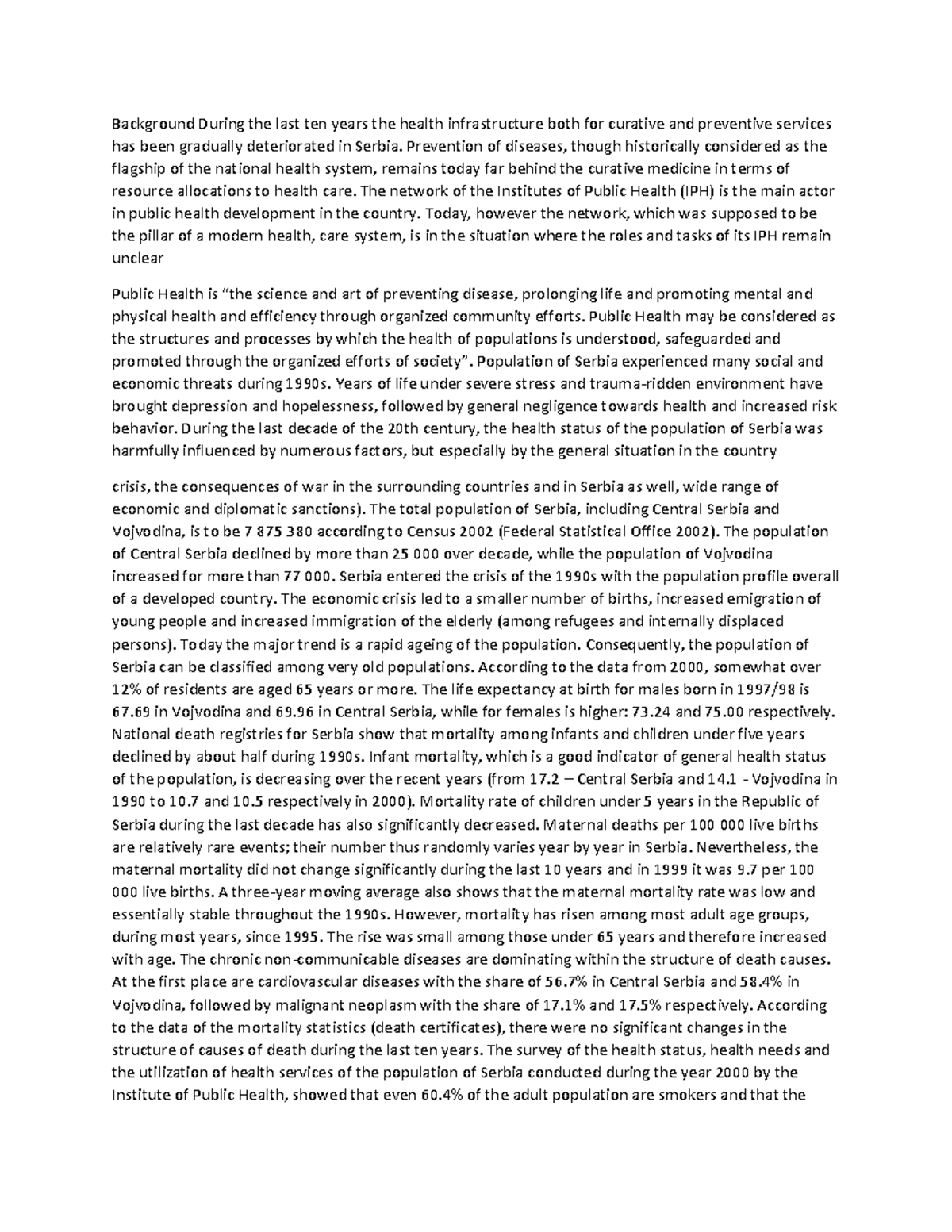 Community Health project - Background During the last ten years the ...
