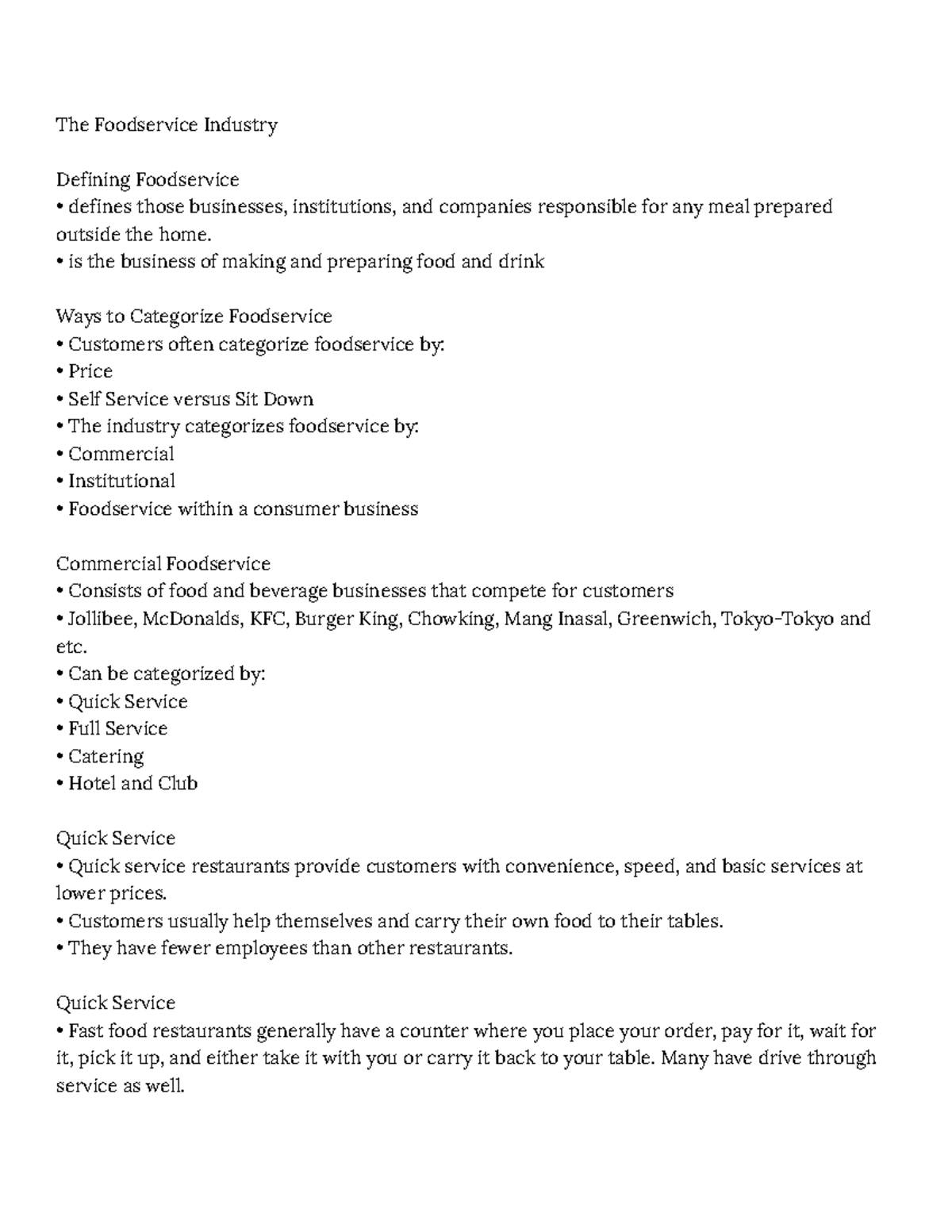 The Foodservice Industry - The Foodservice Industry Defining ...