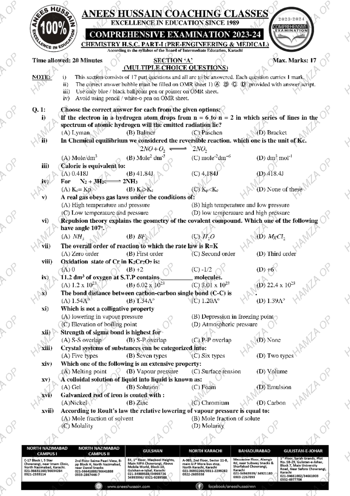 XI - Chemistry Anees Comprehensive 2024 - HAMZA OP HAMZA OP HAMZA OP ...