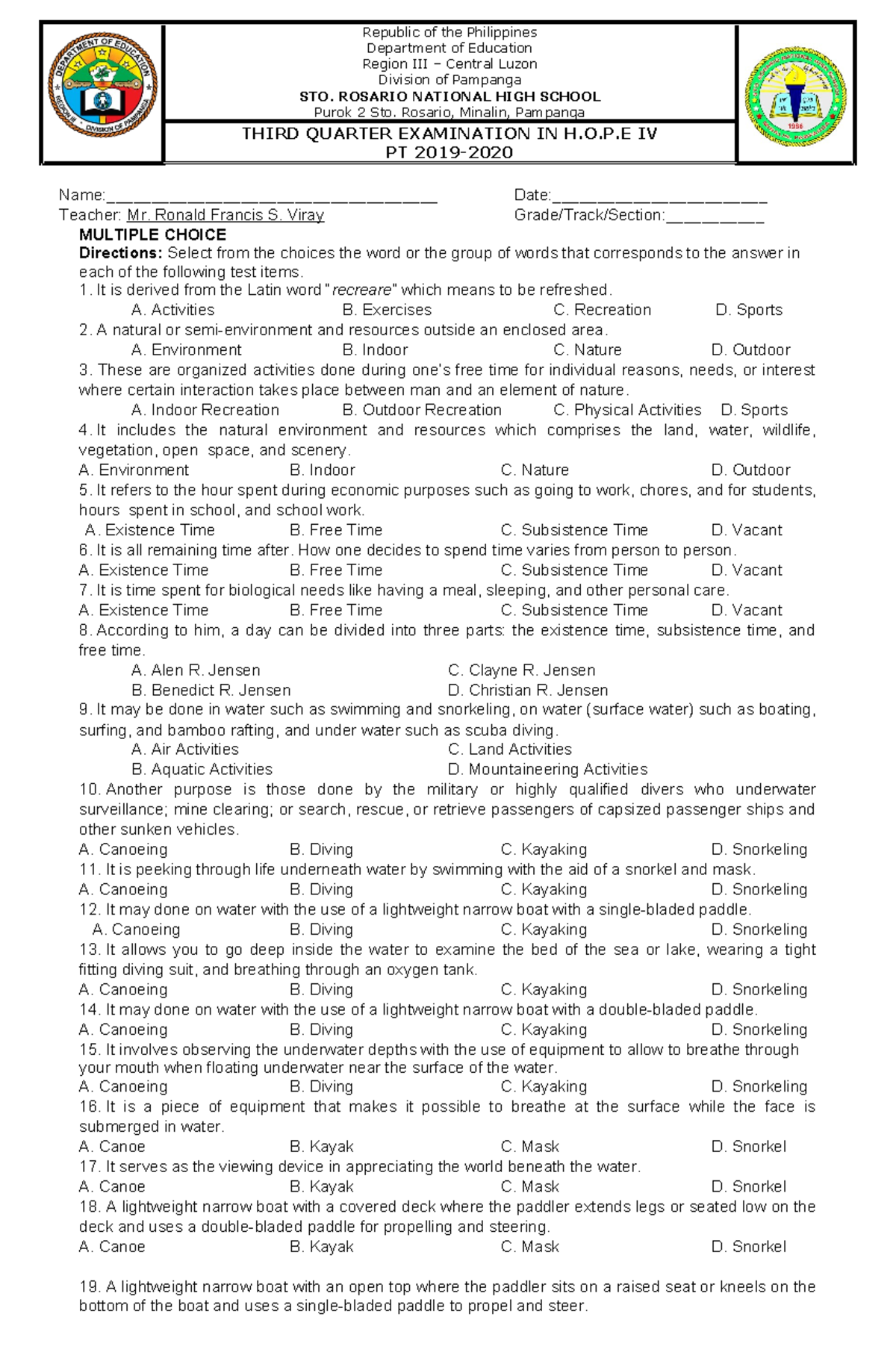 470237840-exam-hope - Republic of the Philippines Department of ...