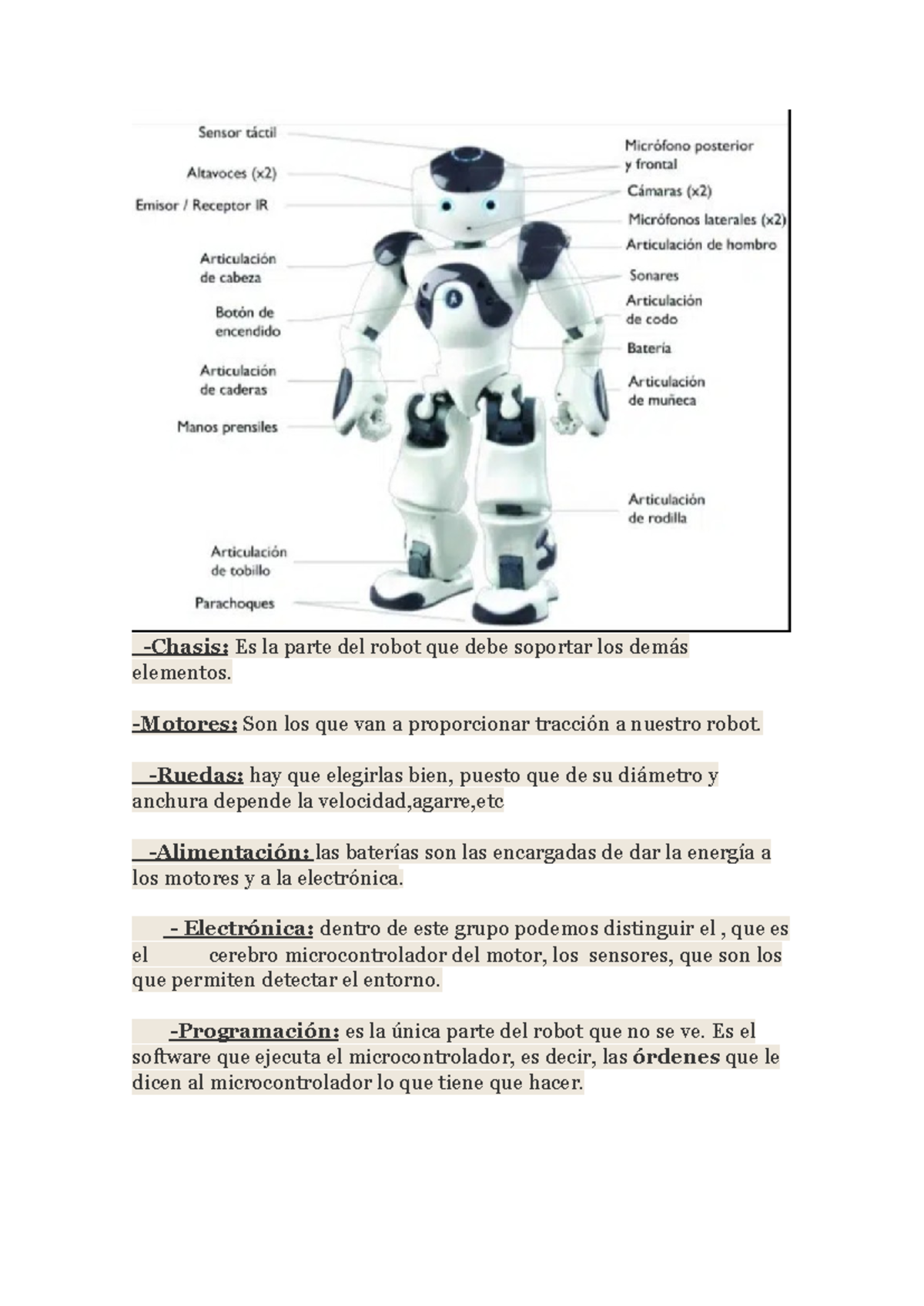 Partes del robot - Tecnica -Chasis: Es la parte del robot que debe ...