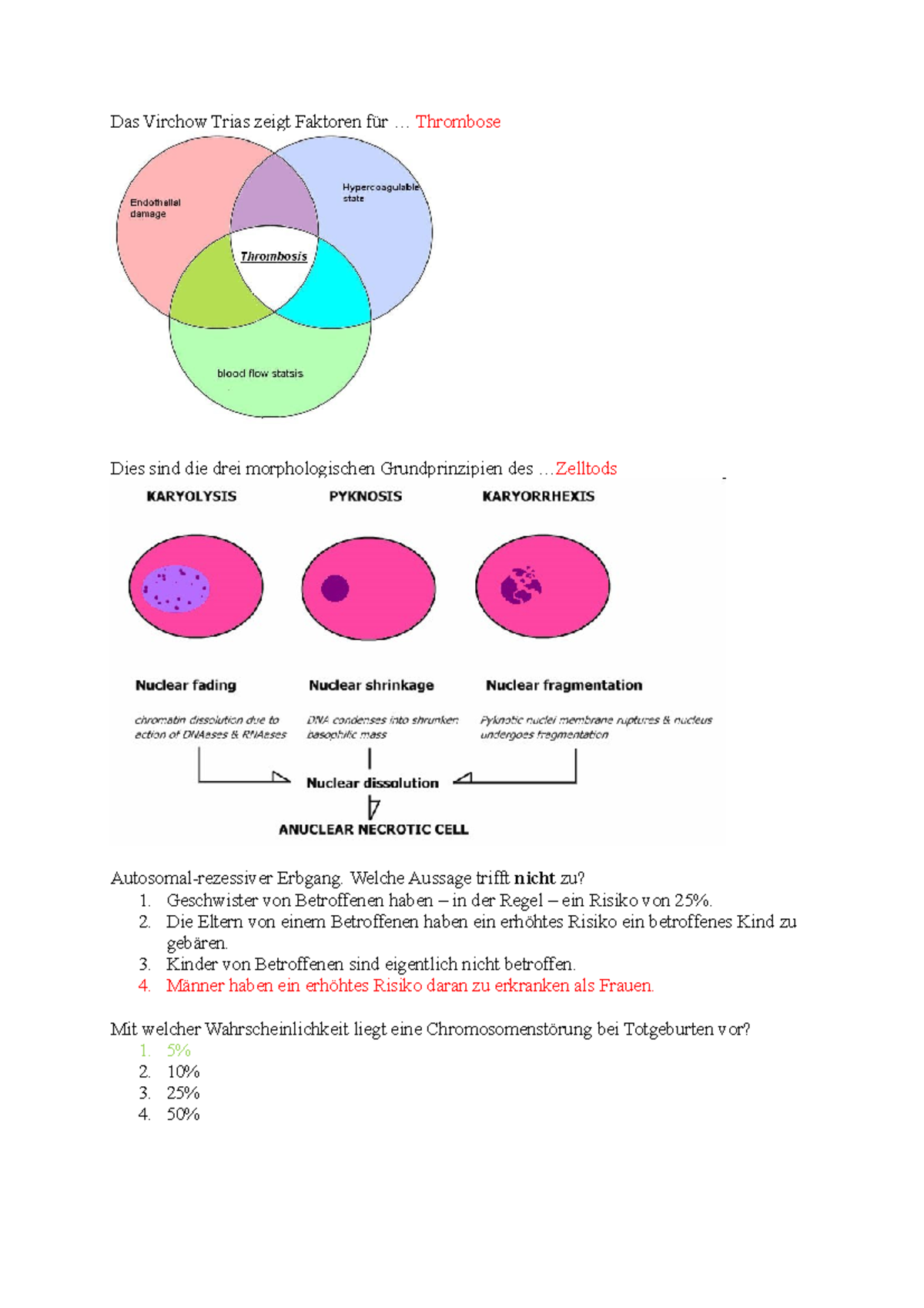 Fragen Bioklausur WS11-12 - Das Virchow Trias zeigt Faktoren für ...