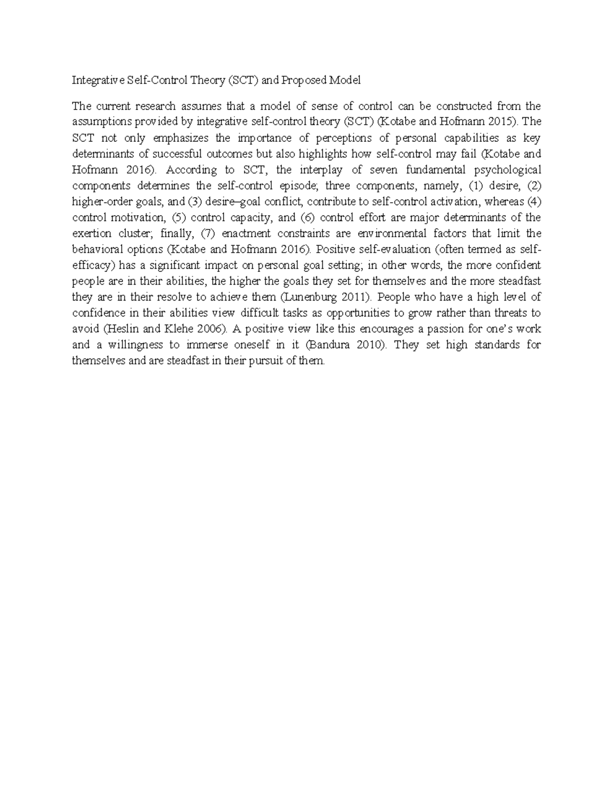 Theoretical framework - Integrative Self-Control Theory (SCT) and ...