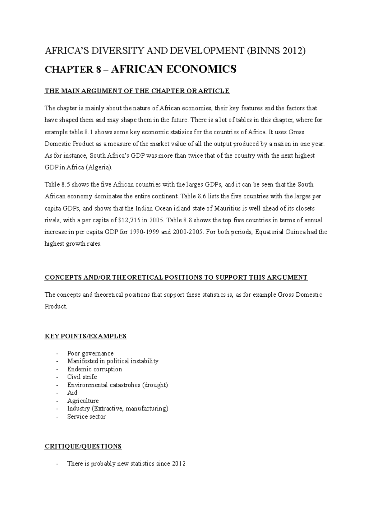 Summary Binns et al 2012 chapter 8 Charlotte - DIVERSITY AND ...