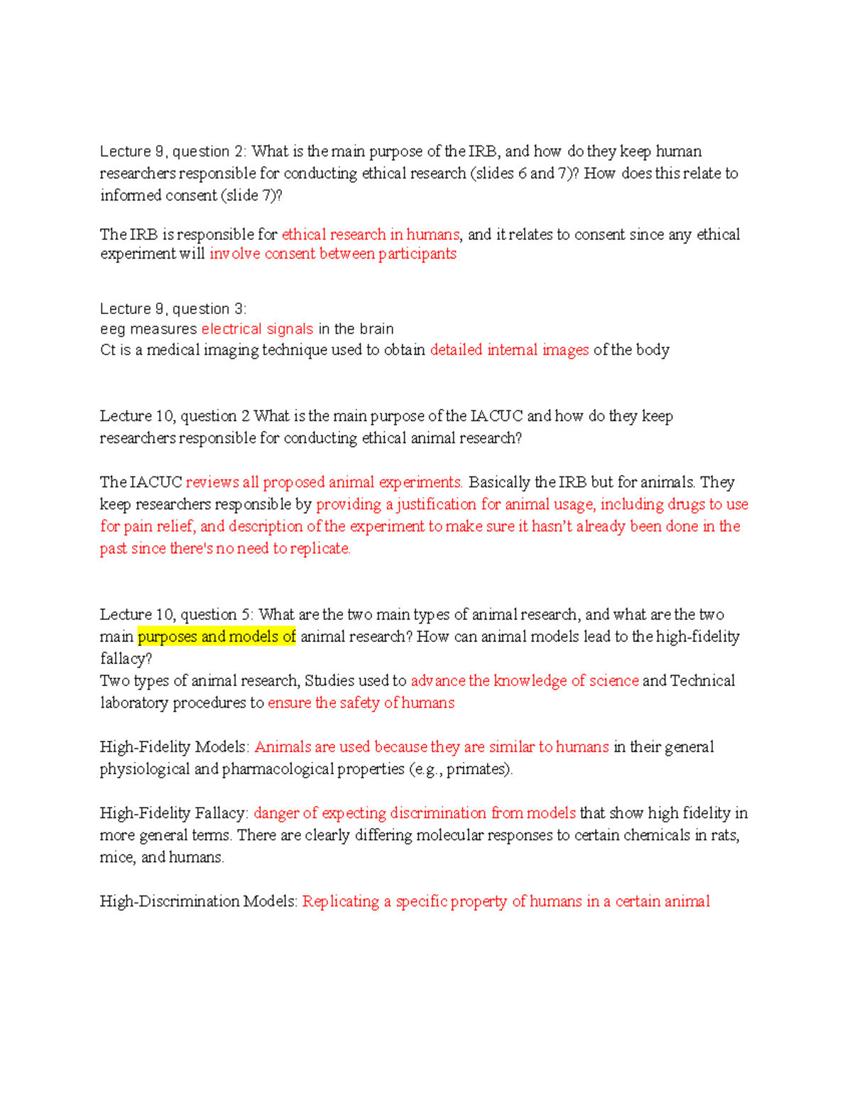 Neuroscience study guide - Lecture 9, question 2: What is the main ...