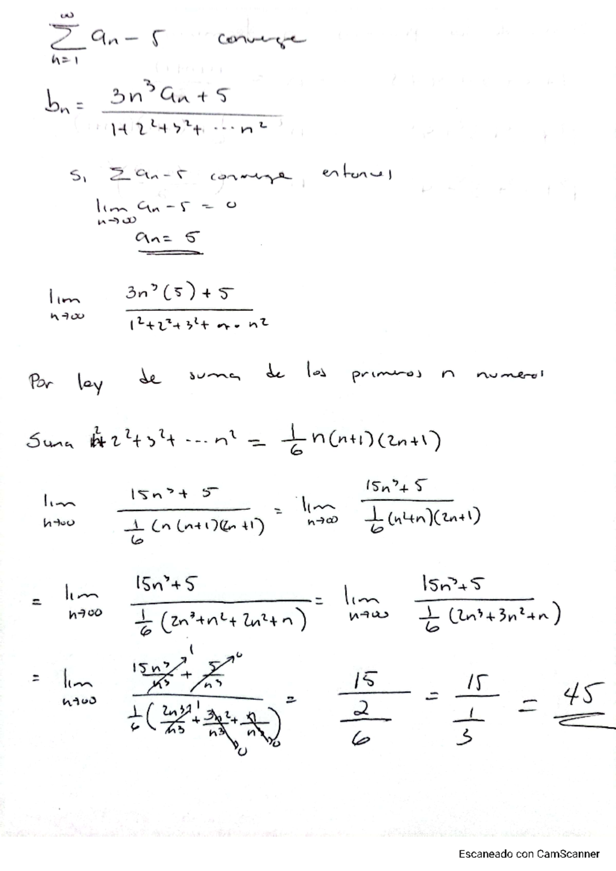 Sucesiones ejemplo 2 - hgjghj - w Z an- 5 converge 4=1 bn = 3n3ants ...
