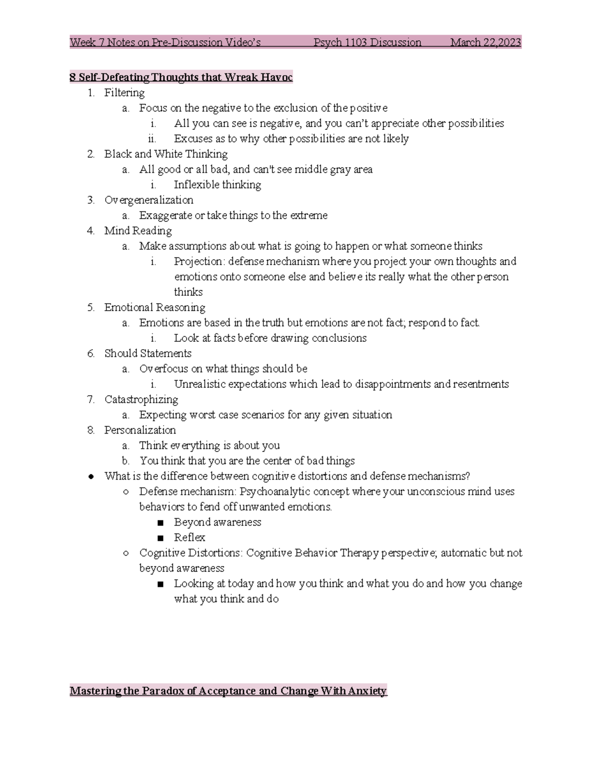 Week 7 Notes on Pre-Discussion Video’s - Filtering a. Focus on the ...