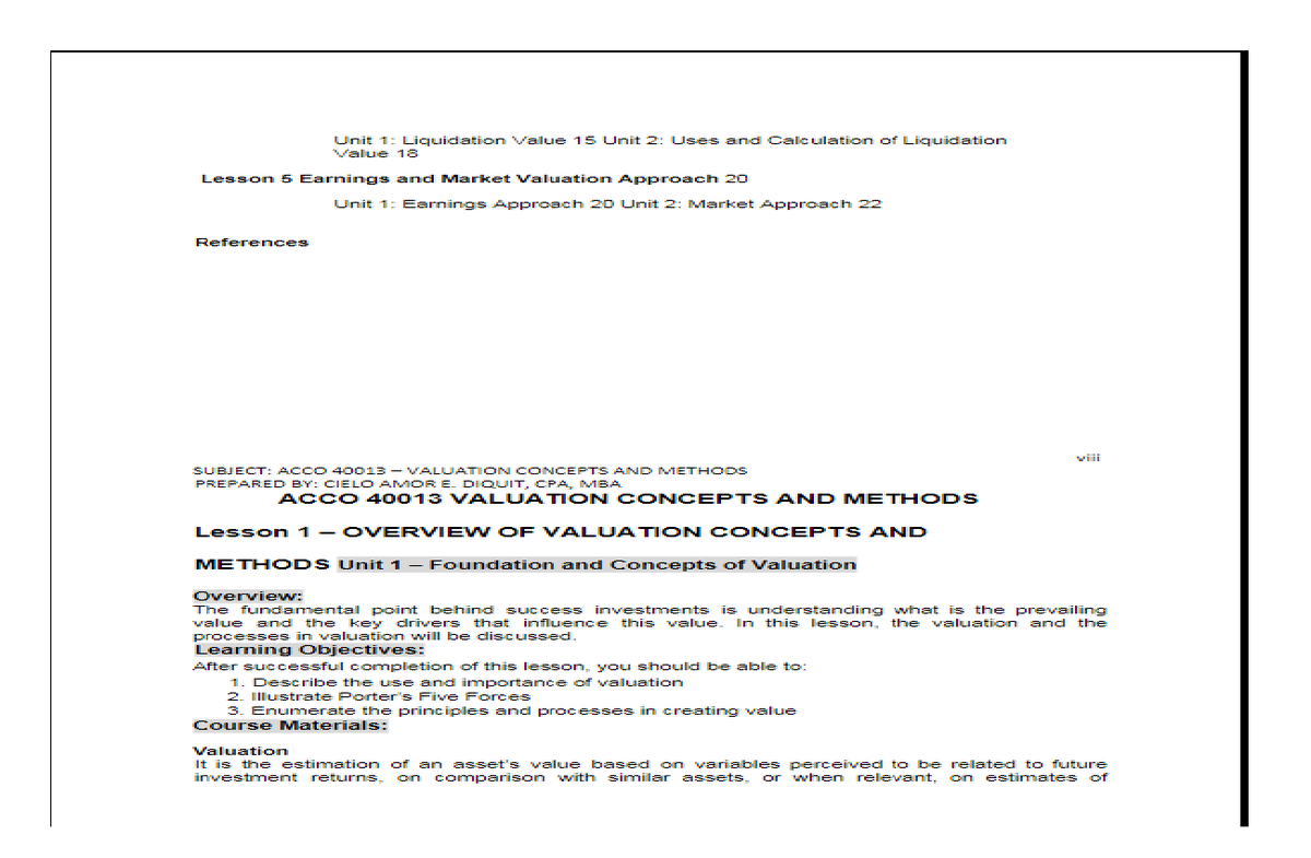 Valuation-Notes - notes - BS Agricultural and Biosystems Engineering ...