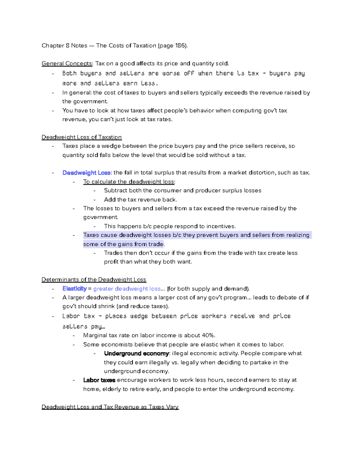 Econ 1 Microeconomics Chapter 8 Notes - Chapter 8 Notes — The Costs of ...