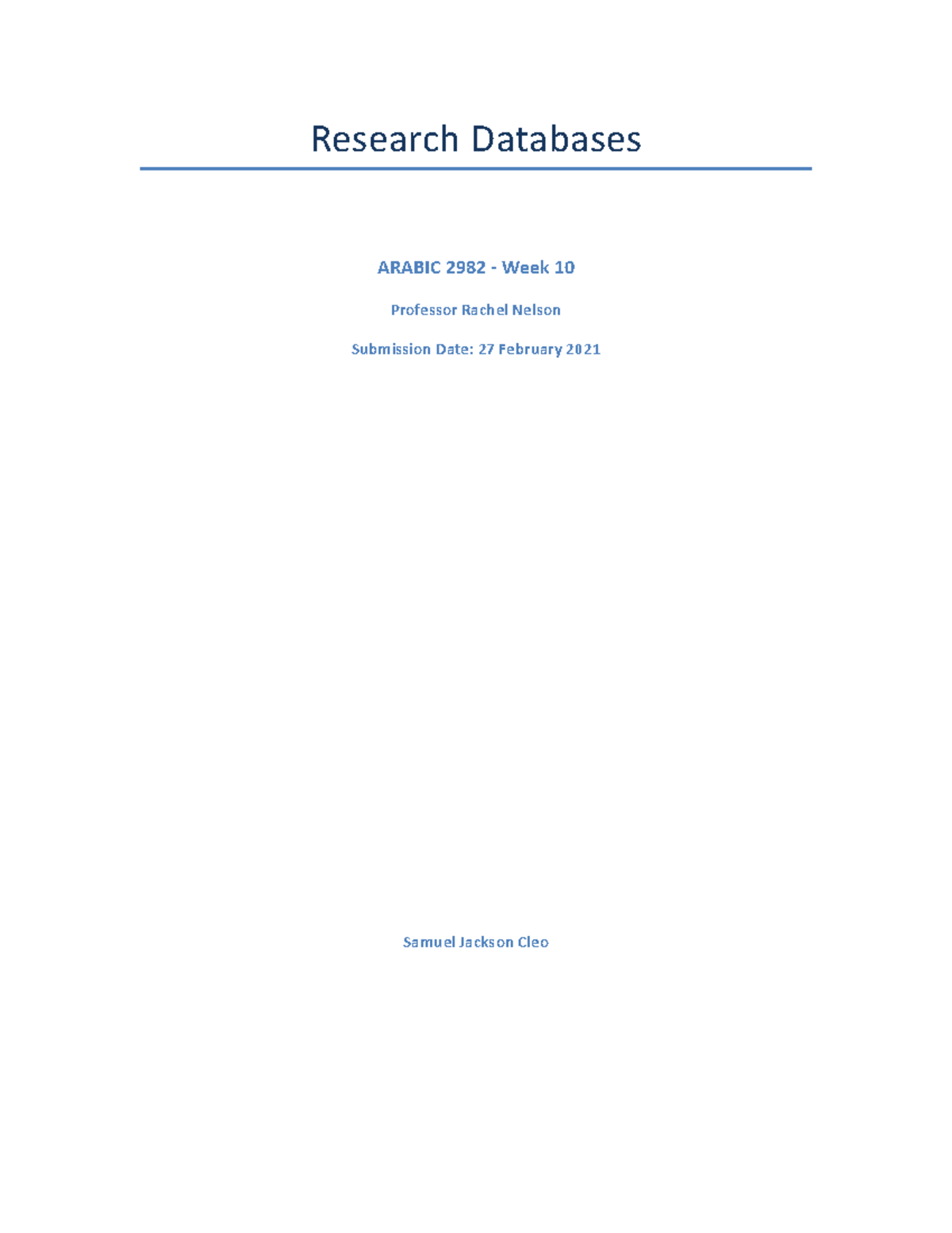 Arabic-2982-Research Databases - Research Databases ARABIC 2982 - Week ...