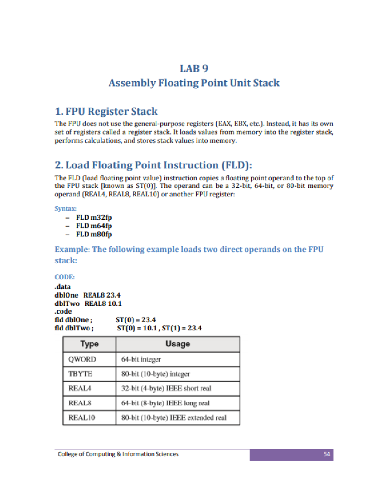Lab # 9 - its lab material and problem solving question for computer ...