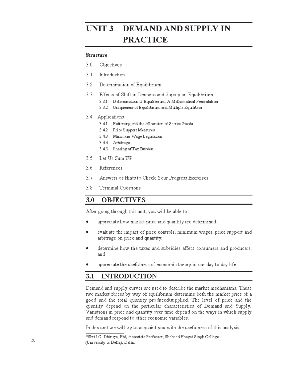 Unit-3 - Nothing - 50 UNIT 3 DEMAND AND SUPPLY IN PRACTICE Structure 3 ...