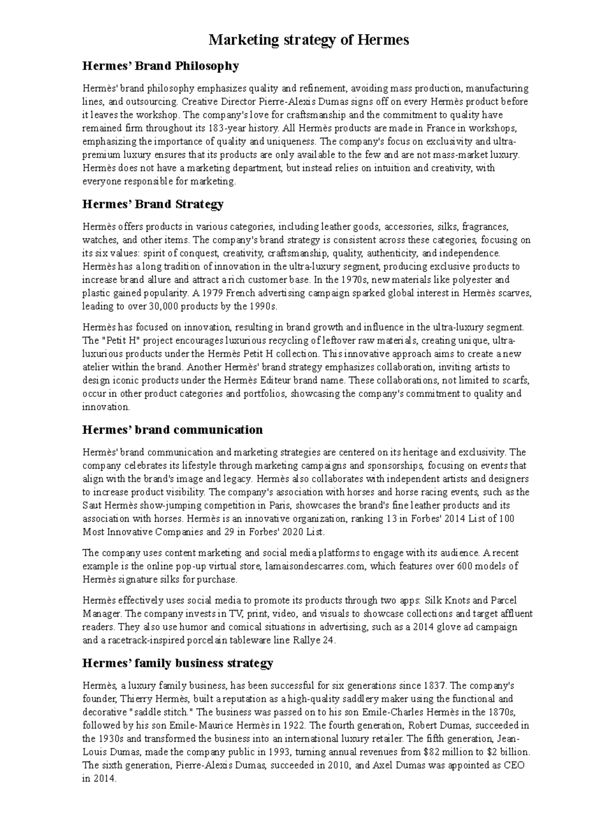 Business Poster - no description - Marketing strategy of Hermes Hermes ...