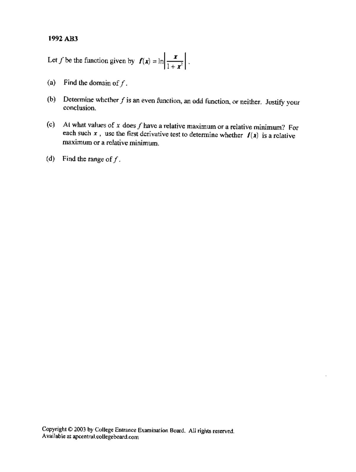 AP caclulus AB past paper questions - AP Calculus AB - Studocu