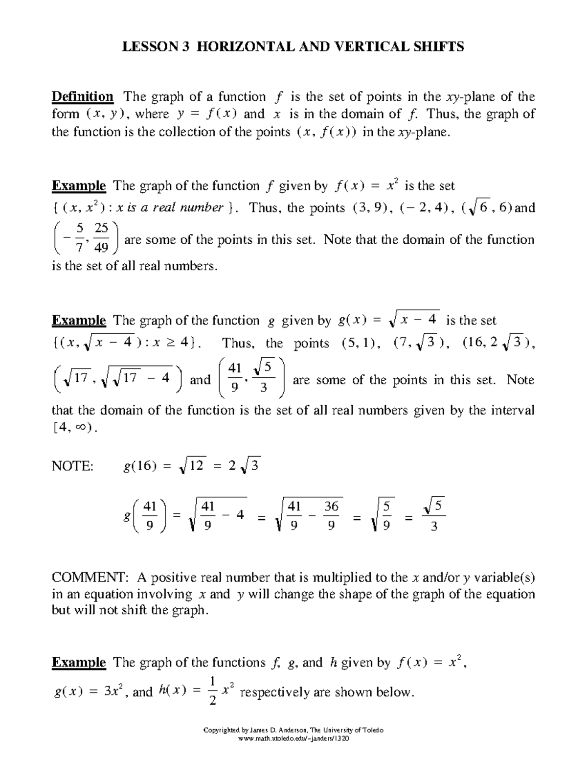 Lesson 3 - notes from lectures - Copyrighted by James D. Anderson, The ...