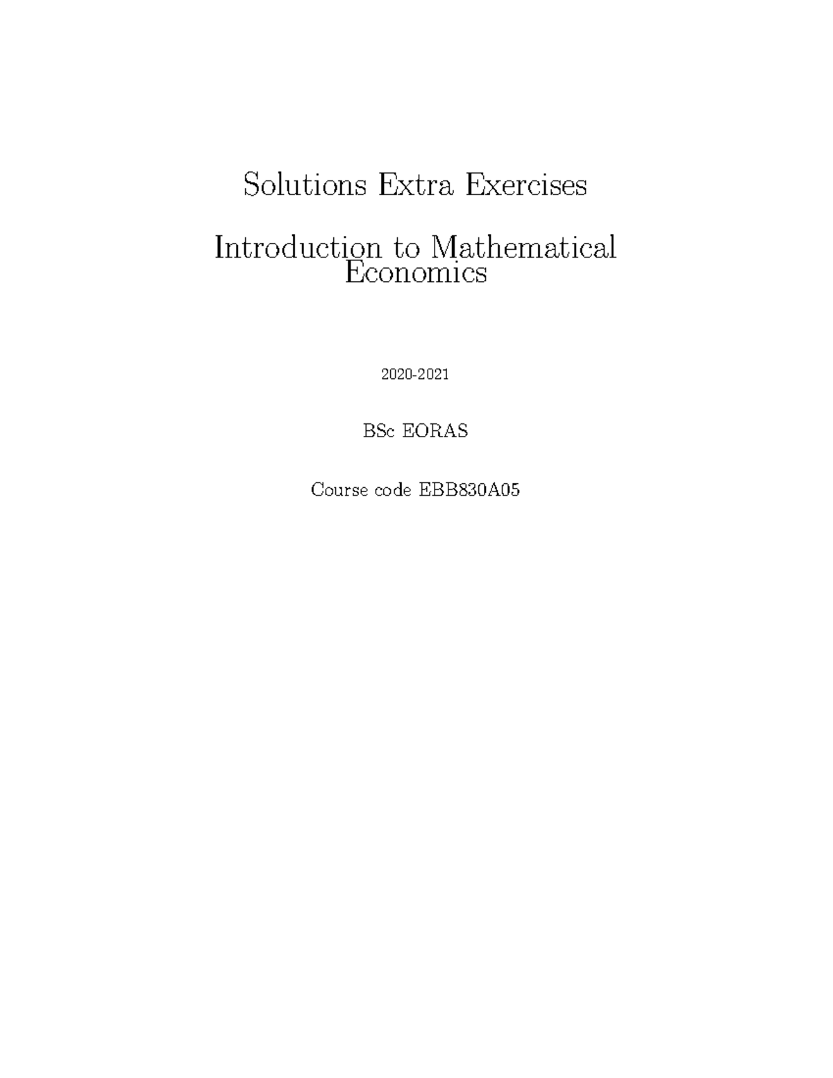 Extra Exercises Solutions - Solutions Extra Exercises Introduction to ...