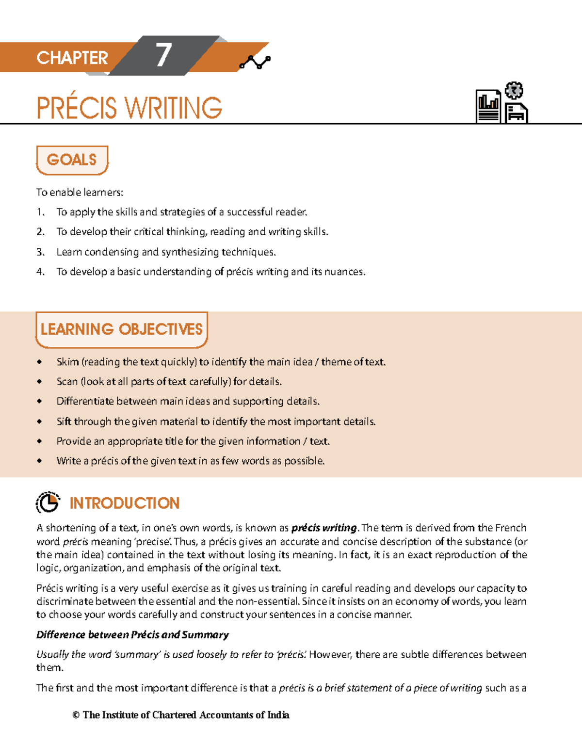 Precis Writing - It's a good - To enable learners: To apply the skills ...
