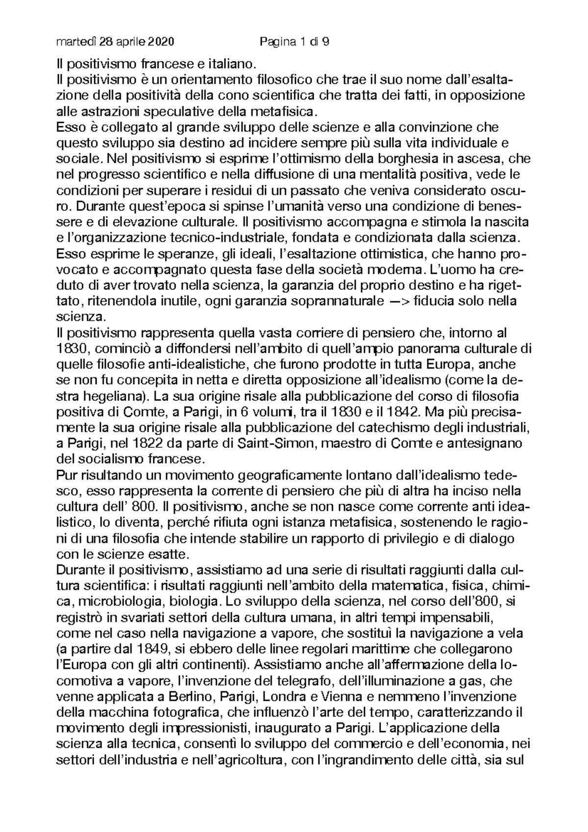 8 positivismo fraancese e ita - Il positivismo francese e italiano. Il ...