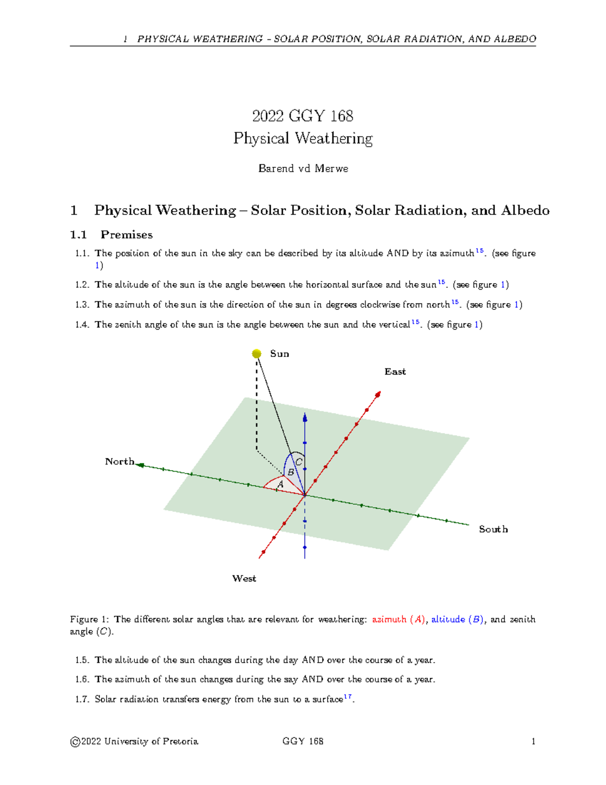 Phys Weathering - notes - 1 PHYSICAL WEATHERING – SOLAR POSITION, SOLAR ...
