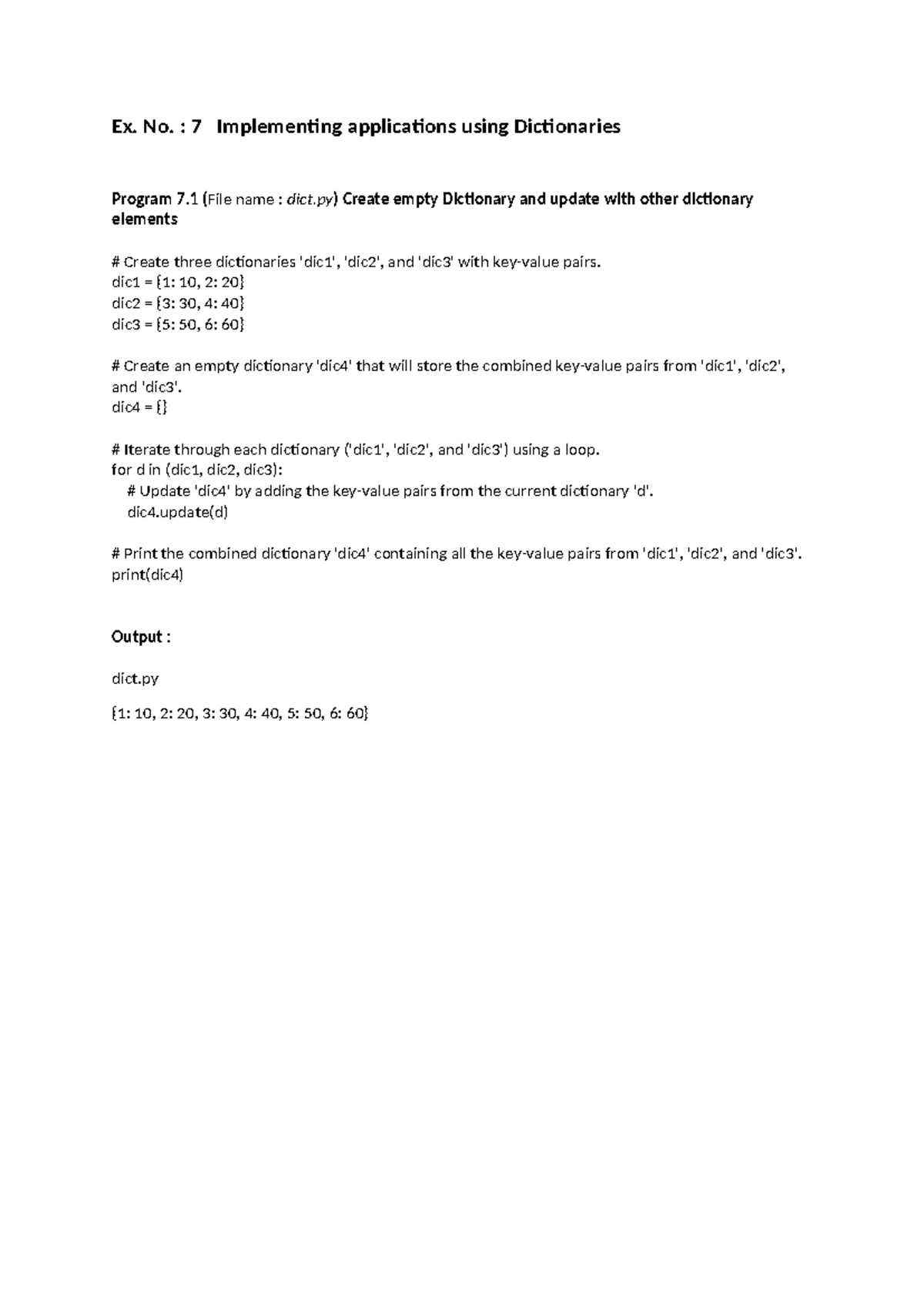 Ex7 - Python lab programs - Ex. No. : 7 Implementing applications using ...