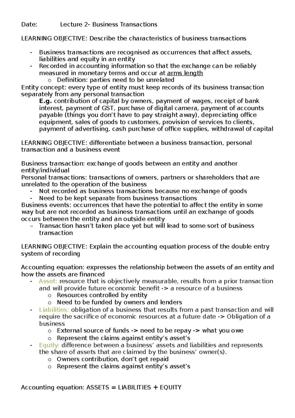 Lec 2. Accounting for managment skills. docx - Date: Lecture 2 ...