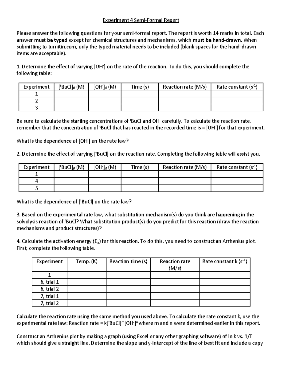Exp.4 report - lab assignment 4 for chem 2020 - Experiment 4 Semi ...