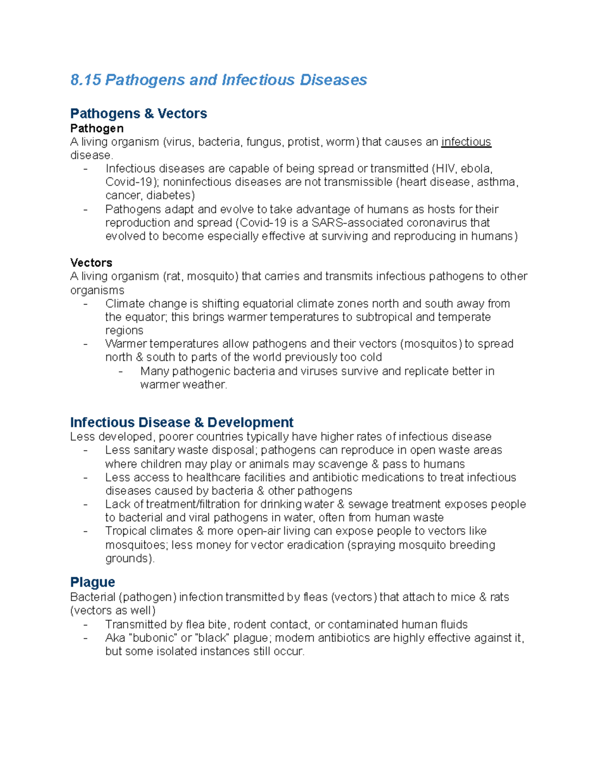 Unit 8, Subtopic 8.15 - 8 Pathogens and Infectious Diseases Pathogens ...