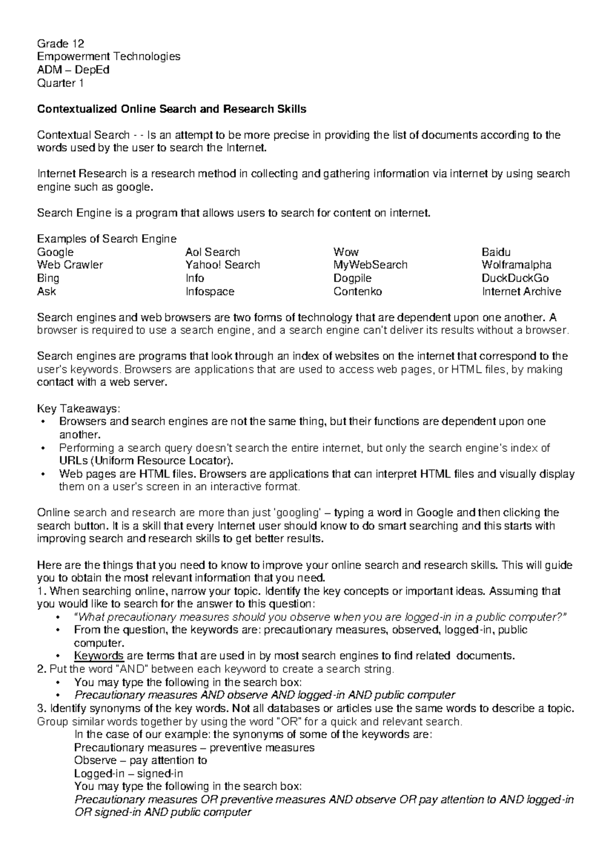 Lesson 3 and 5 - Grade 12 Empowerment Technologies ADM – DepEd Quarter ...