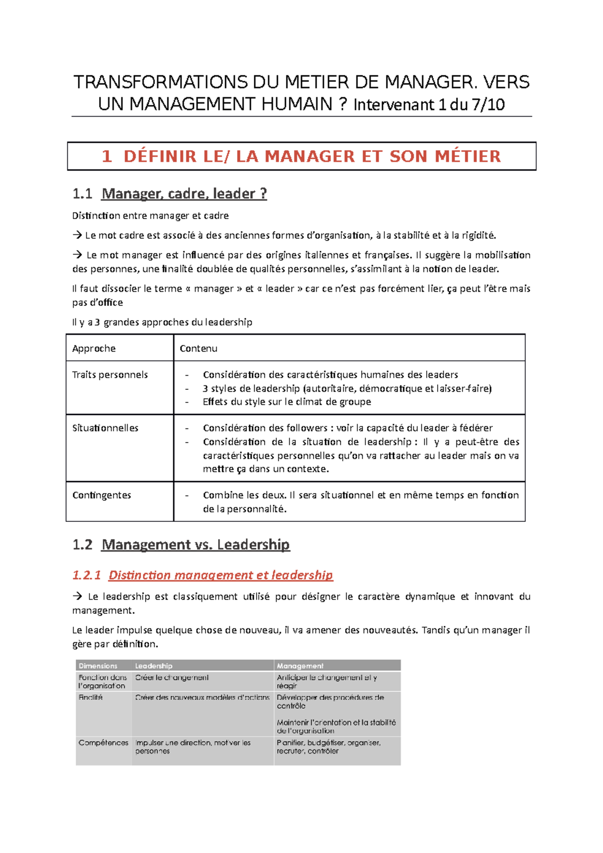Perso&Orga-Intervenant 1 - TRANSFORMATIONS DU METIER DE MANAGER. VERS ...