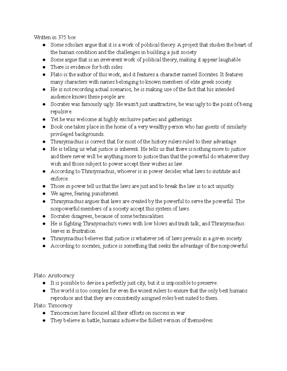 POSC 007-Plato's Republic Intro Notes - Written in 375 bce Some ...
