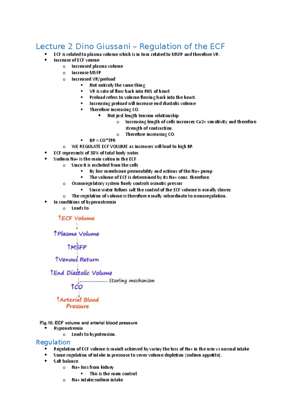 Lecture 2: Regulation of the extracellular fluid volume - Lecture 2 ...