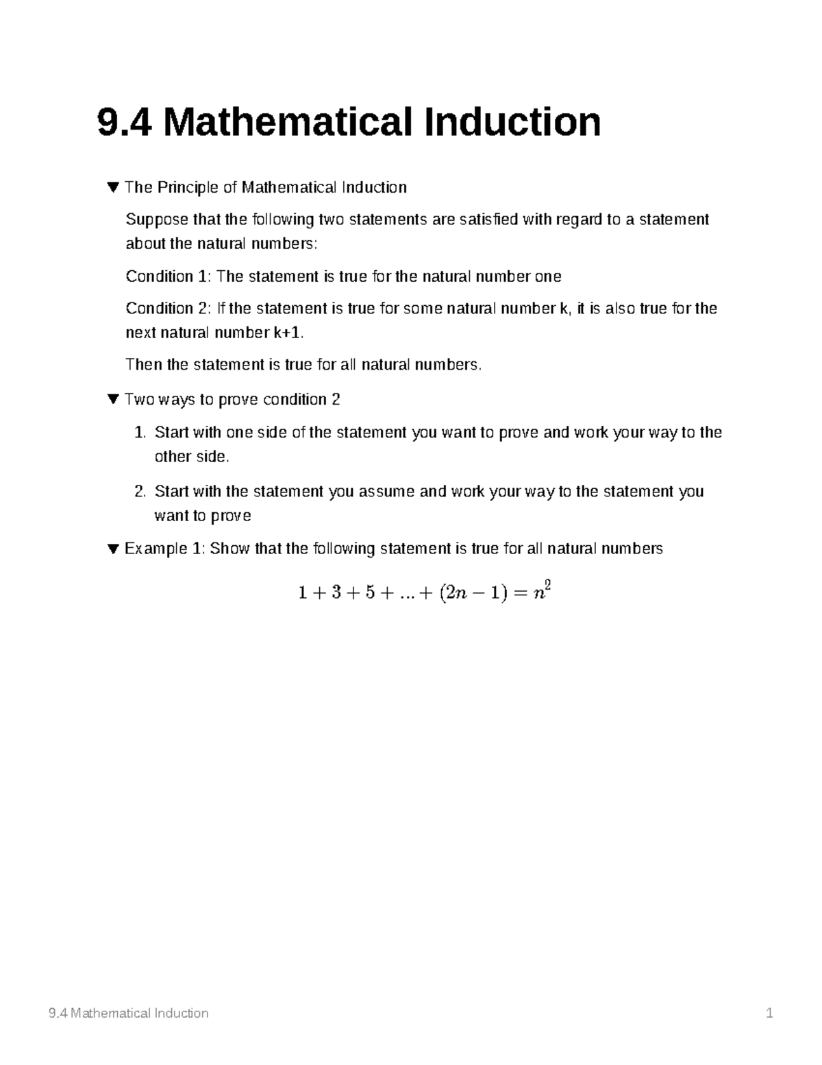 MAC1140 Blank Notes 9 - Induction - 9 Mathematical Induction 1 9 ...