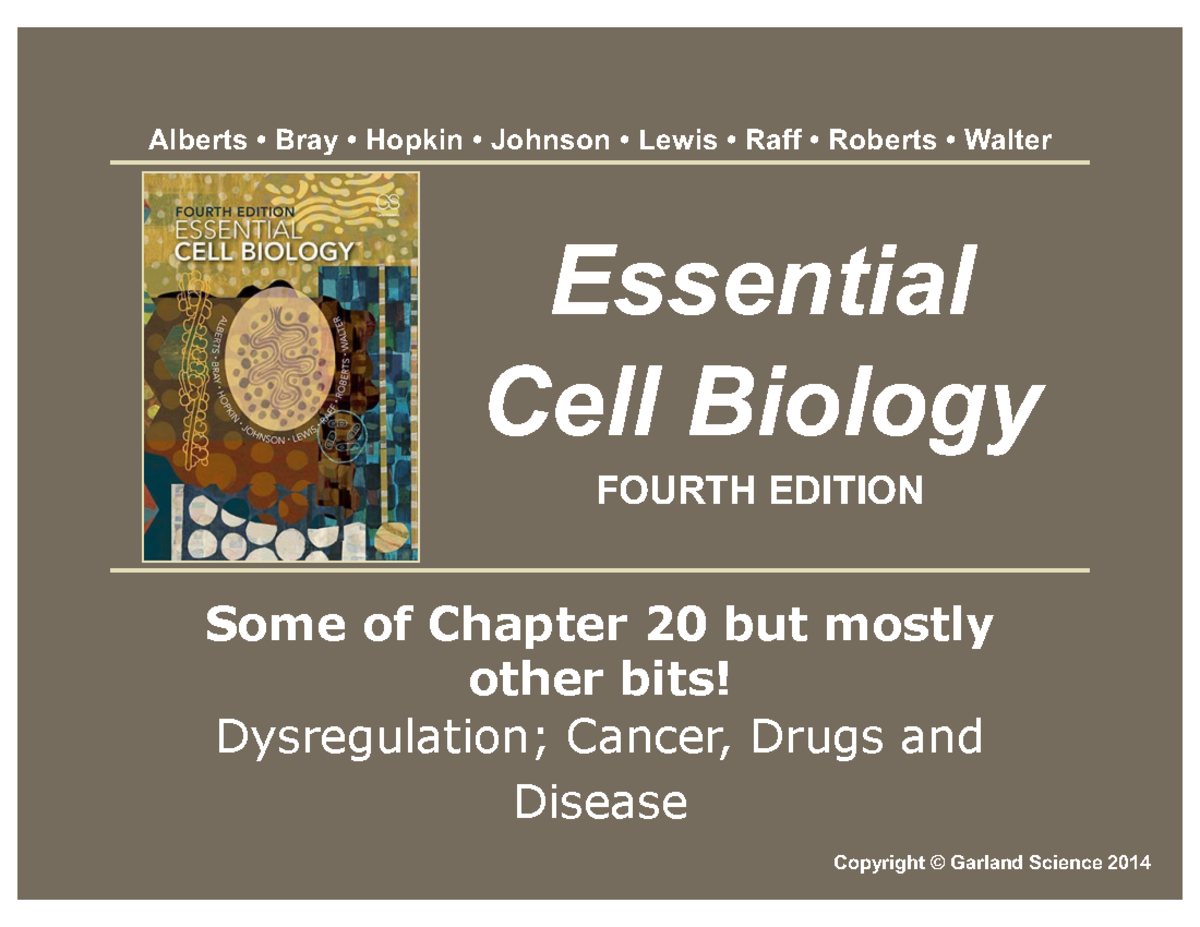 Cell Mol Biology Chapter 20 Part I-1 - Essential Cell Biology FOURTH ...