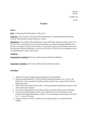 Experiment 1 Introduction to General Chemistry - Experiment 1 ...