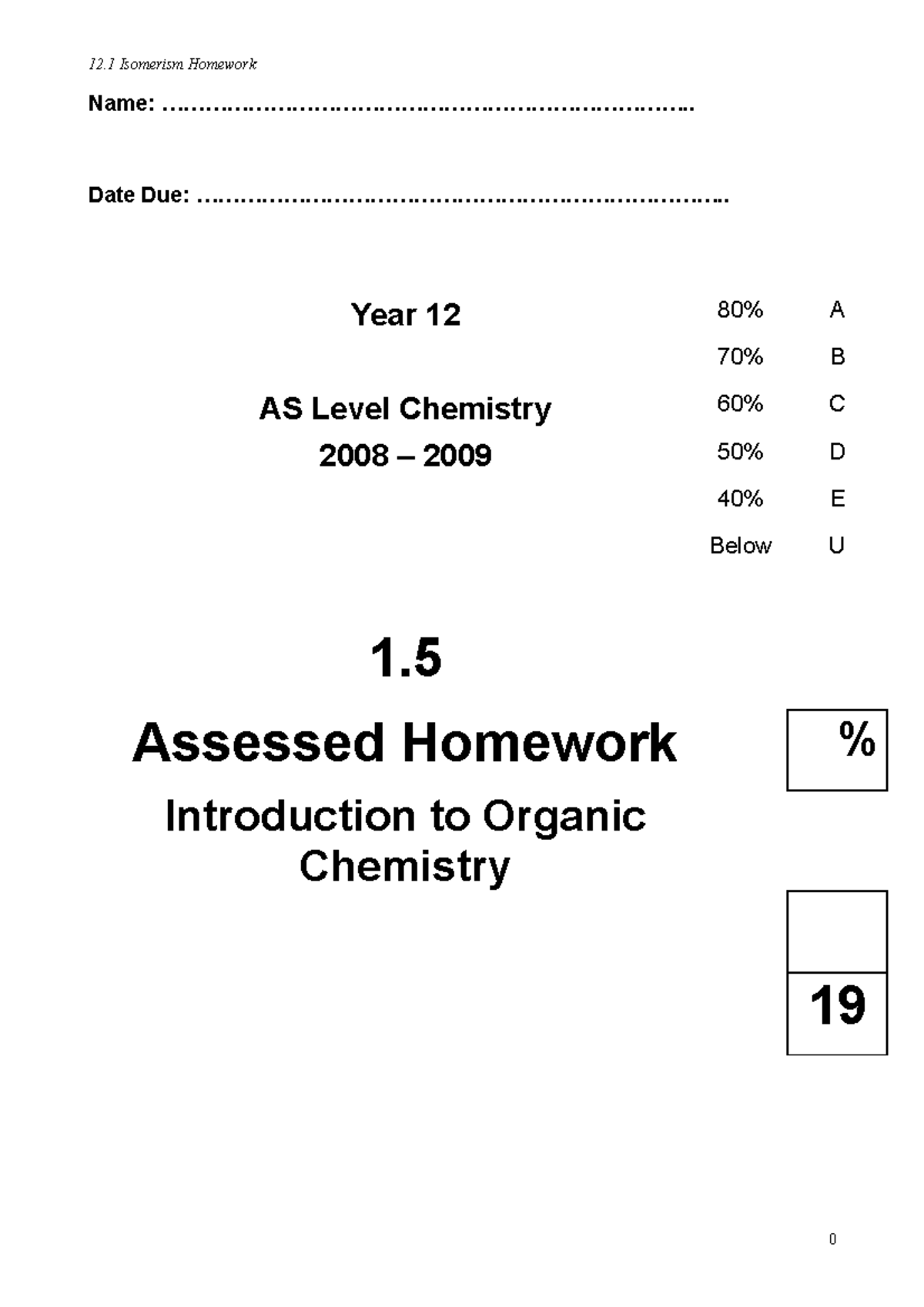 1 - Revision notes on OCR AS Level Chemistry Year 1. - Name: - Studocu