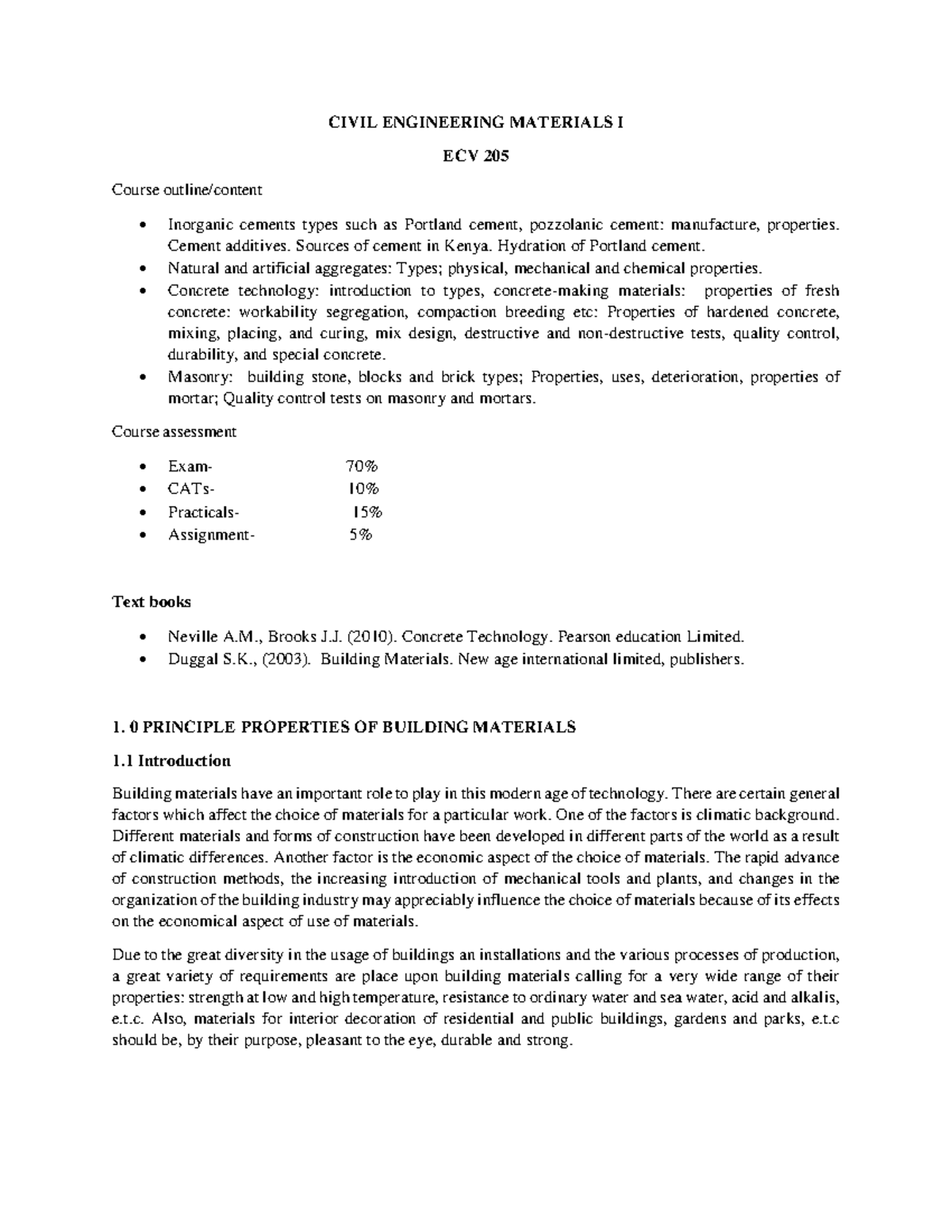 Principal Properties of Building Materials - CIVIL ENGINEERING ...