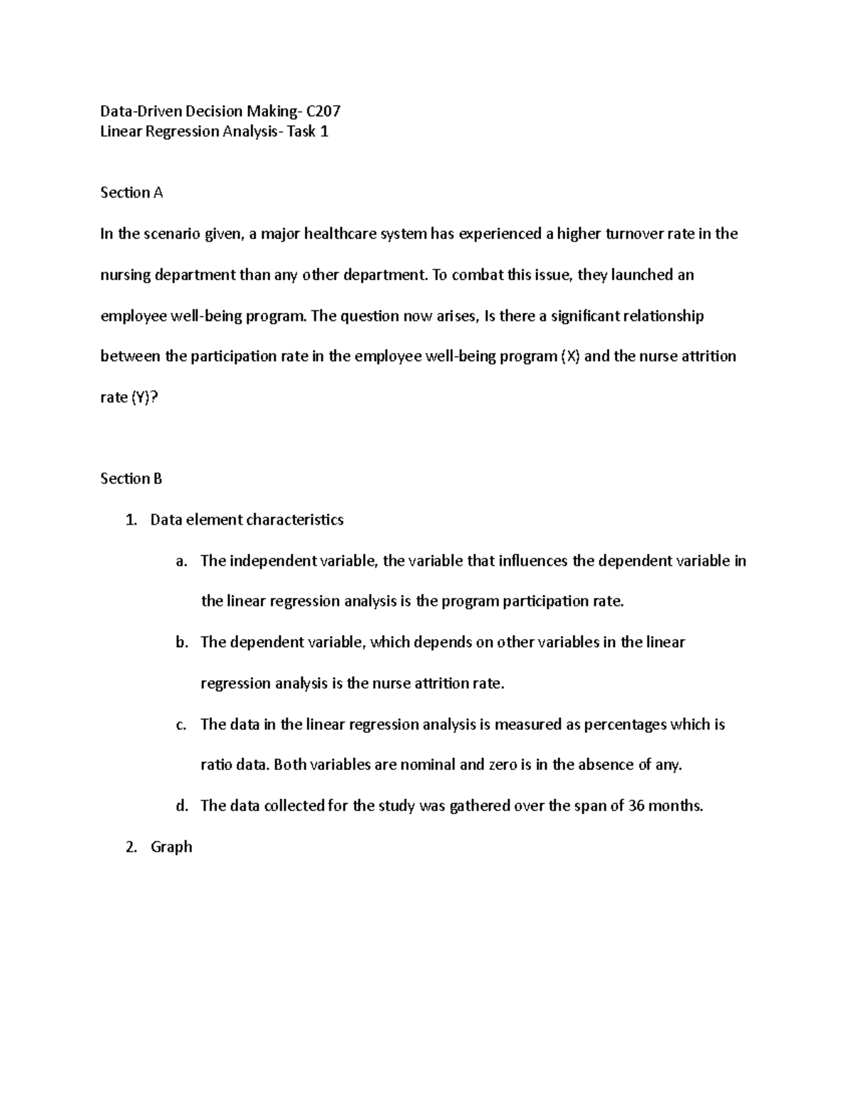 Task 1 Linear Regression Analysis Data Driven Decision Making C