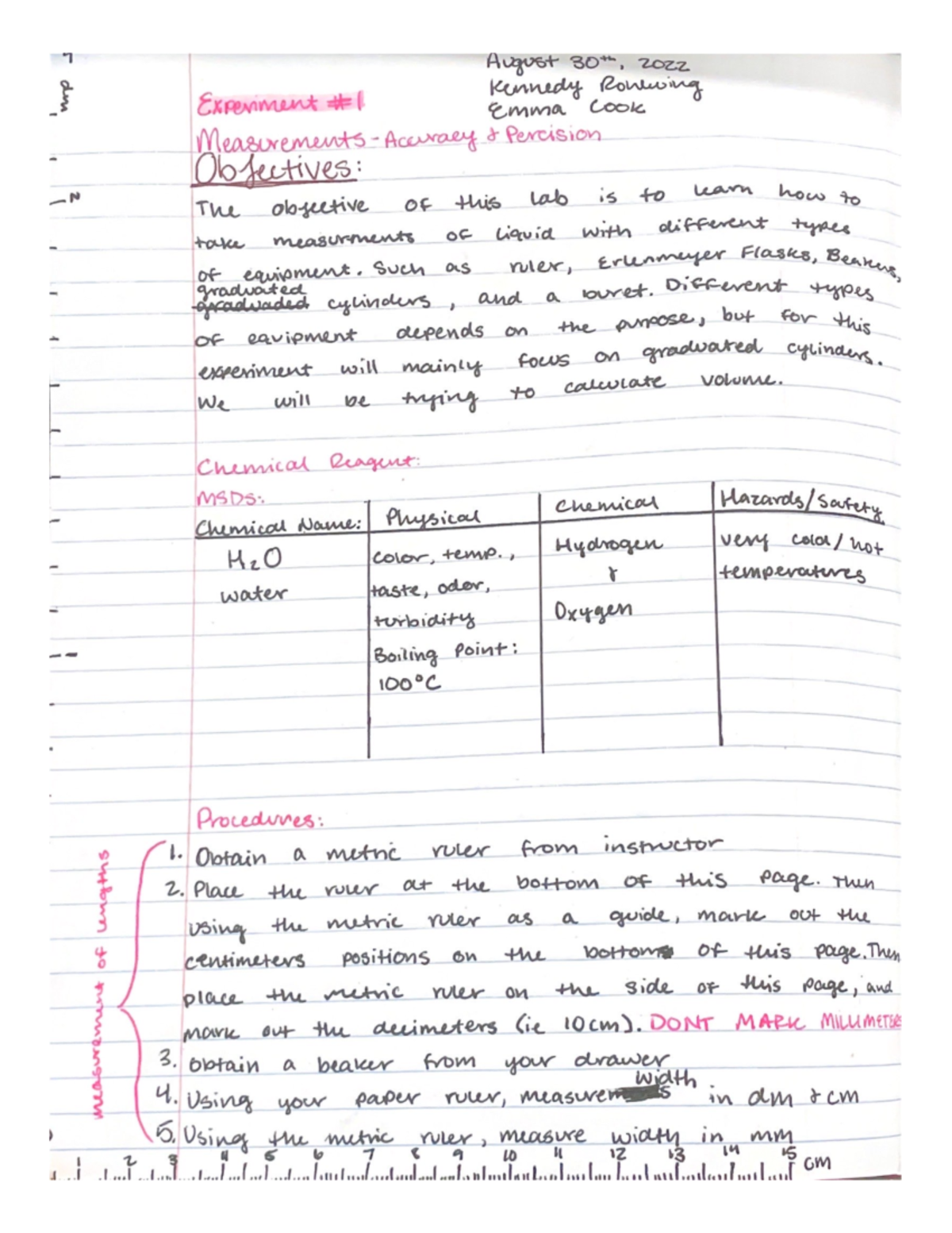 Experiment 1 notebook - Chem 121/121L - Studocu