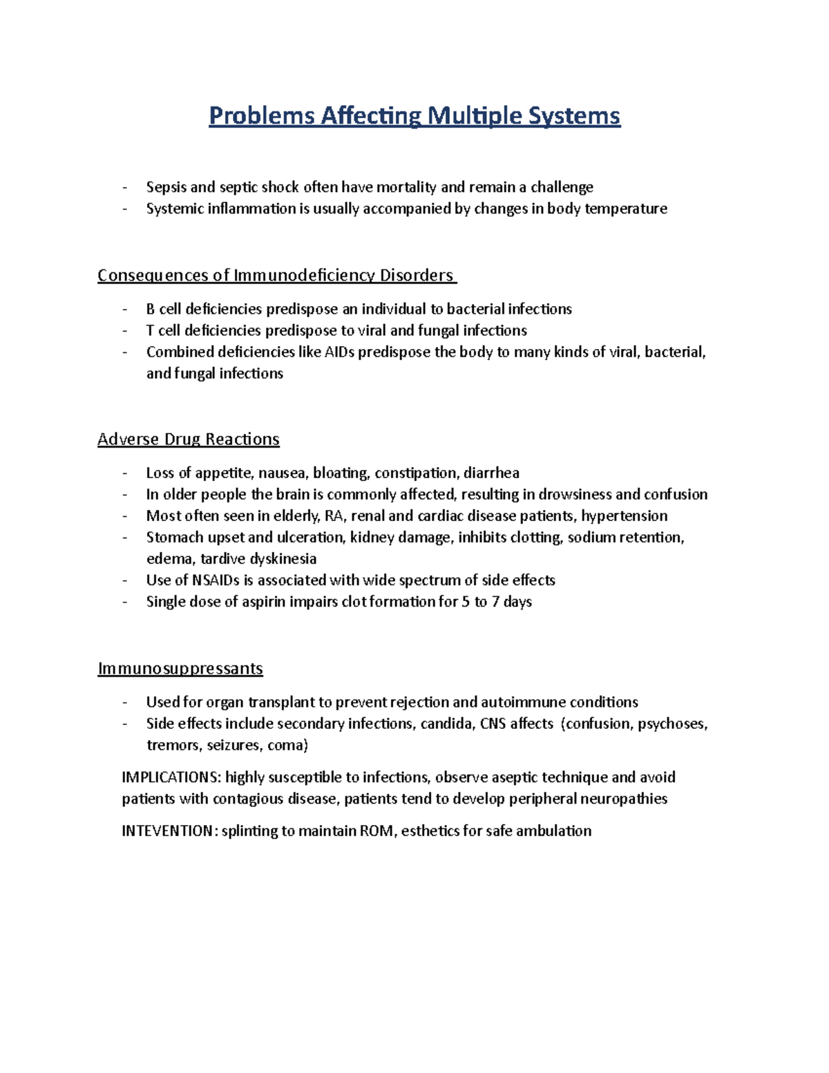 Pathology Problems Affecting Multiple Systems - Problems Affecting ...