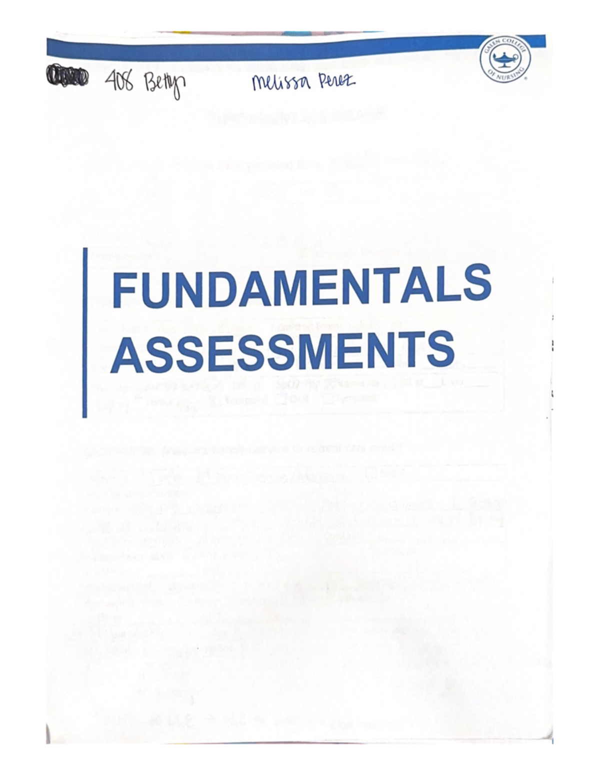 Complete Clinical Packet #2 - CHEA COLLEGE 408 Betty melissa Perez OF ...