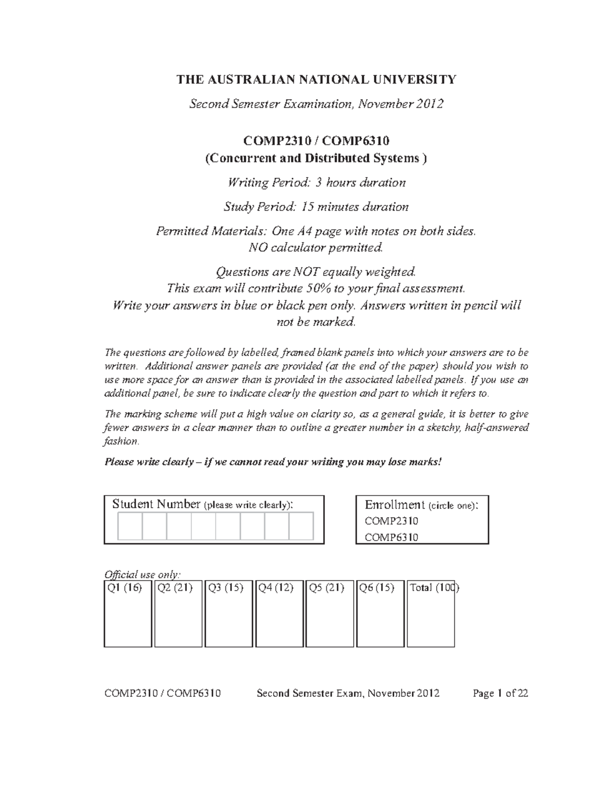 Exam 2012, questions - Final - THE AUSTRALIAN NATIONAL UNIVERSITY ...