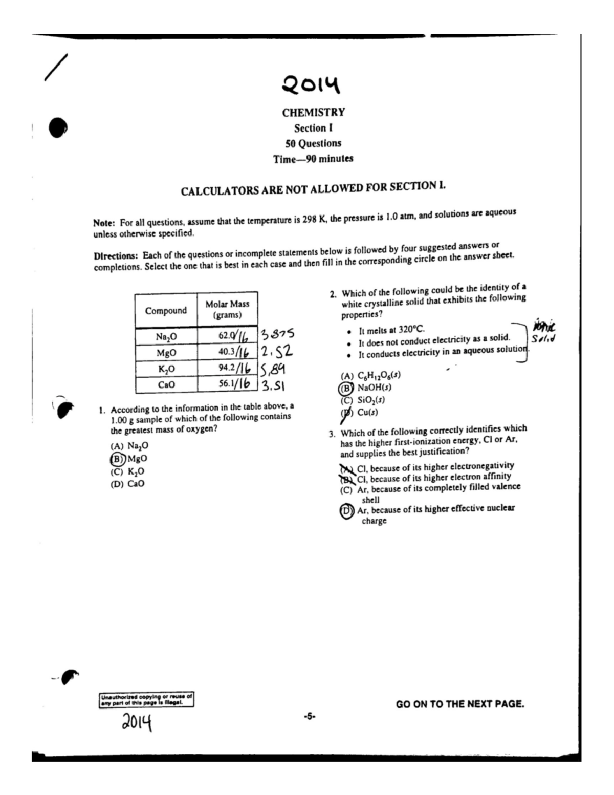 2014 Advanced Placement Chemistry - Studocu
